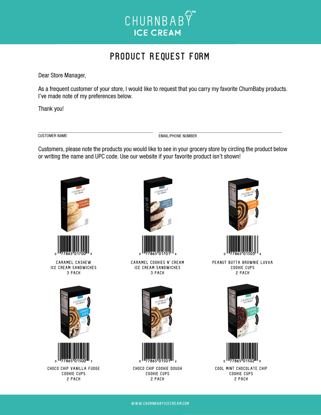 Churnbaby Ice Cream | Product Request Form
